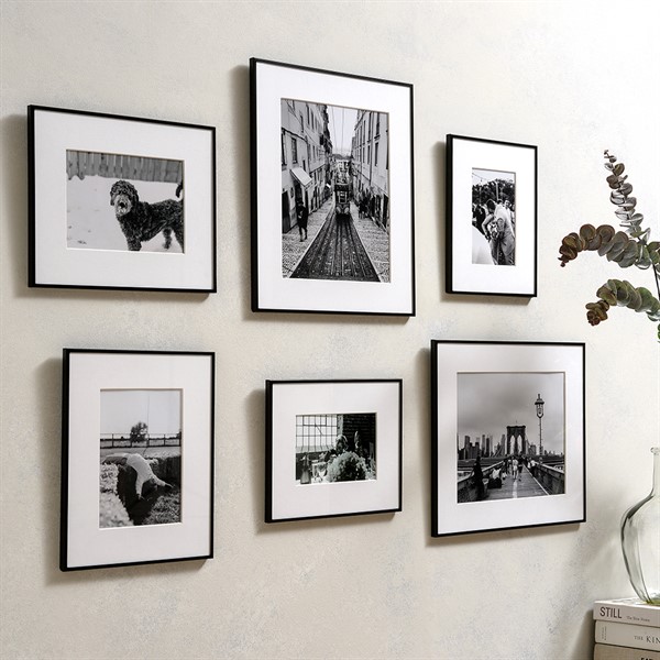 Fine Black Metal Gallery Pack Photo Frames - Set Of 6 - The Cotswold ...