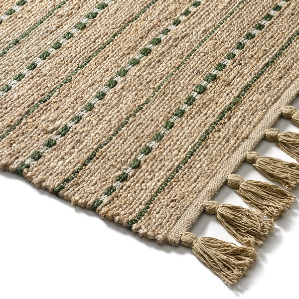 Aston Jute and Cotton Rug Green 120x170cm - The Cotswold Company