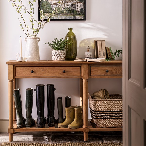 Elkstone Mellow Oak Extra Large Console Table - The Cotswold Company ...