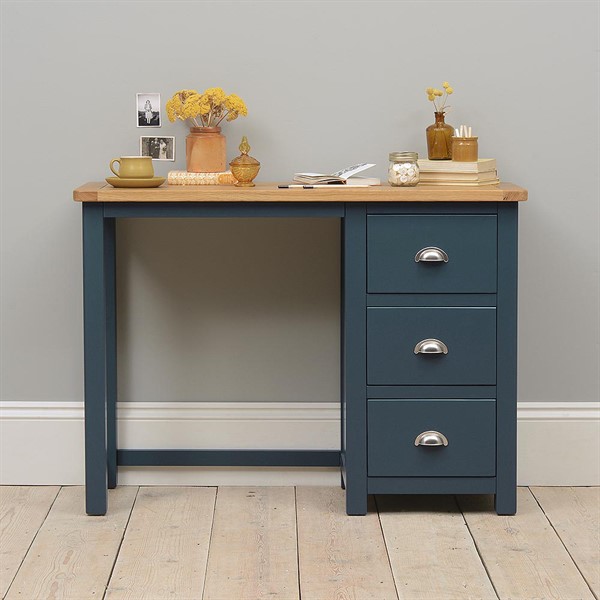 Westcote Inky Blue Single Pedestal Dressing Table - The Cotswold Company