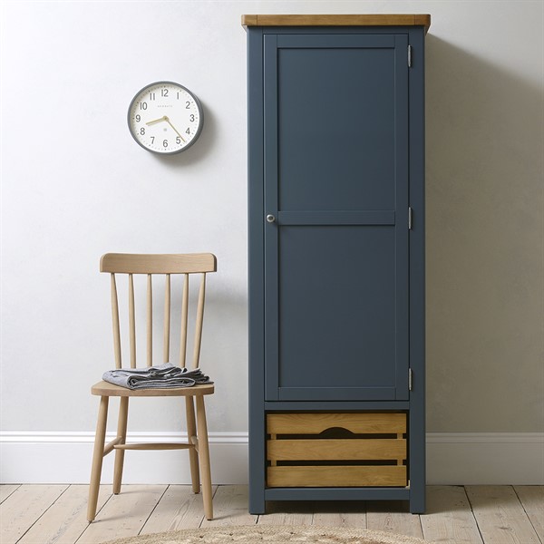 Westcote Inky Blue Narrow Larder with Oak Crate - The Cotswold Company