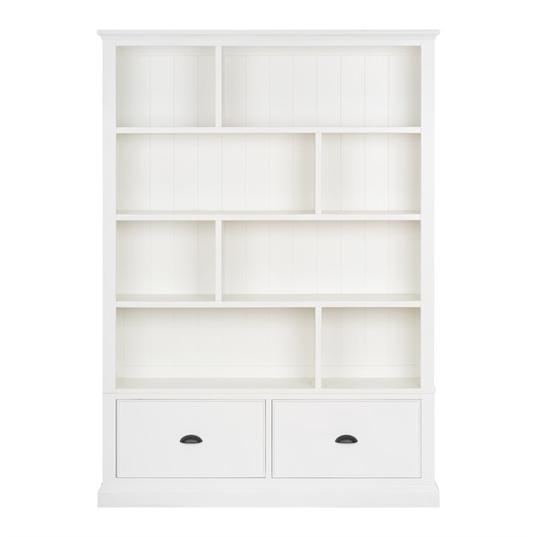 Stow Warm White Large Bookcase with Drawers - The Cotswold Company