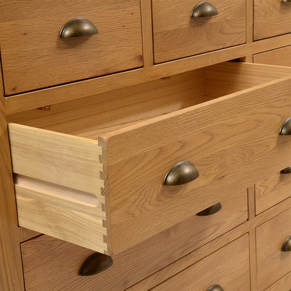 Oakland Rustic Oak New Wide 10 Drawer Chest - The Cotswold Company
