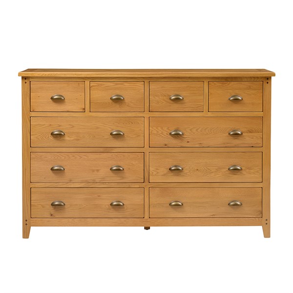 Oakland Rustic Oak New Wide 10 Drawer Chest - The Cotswold Company