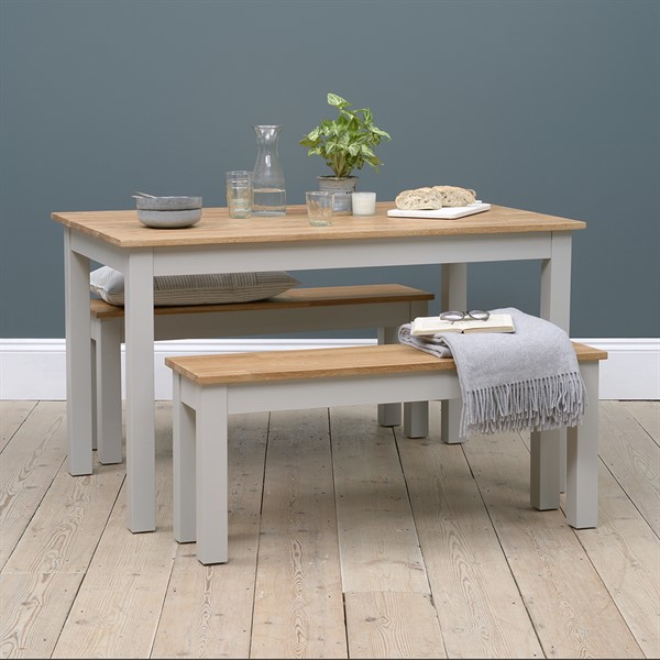 Portobello Grey Dining Set with 2 Benches - The Cotswold Company