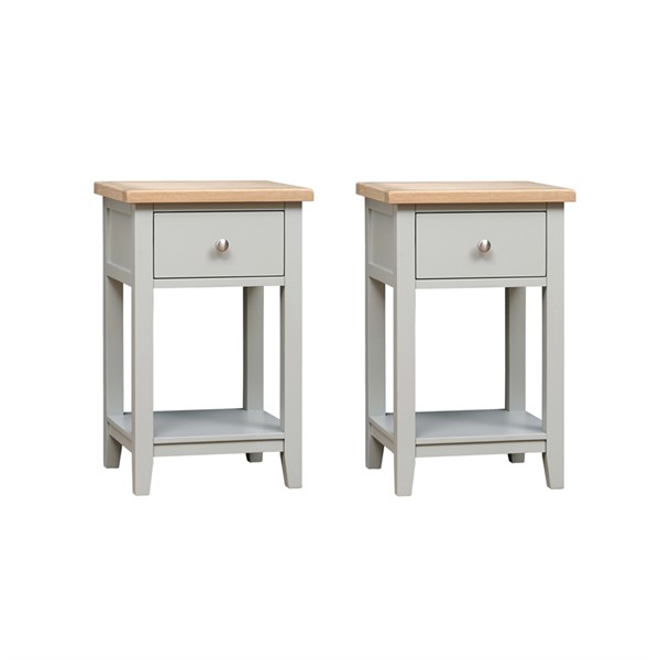 Chester Dove Grey Pair of 1 Drawer Bedside Tables - The Cotswold Company