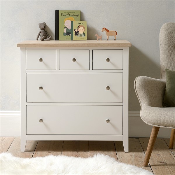 Chester Pure White 5 Drawer Chest - The Cotswold Company