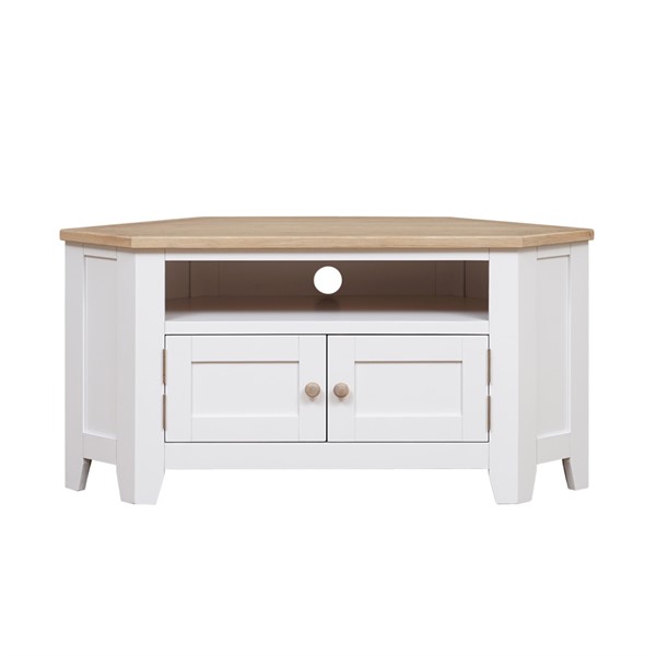 Chester Pure White Large Corner TV Unit - Up to 55" - The Cotswold Company