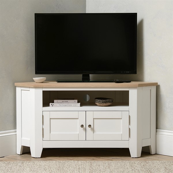 Chester Pure White Corner TV Stand up to 55" - The Cotswold Company ...