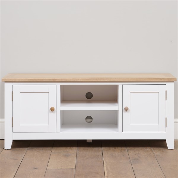Chester Pure White Widescreen TV Unit - up to 65" - The Cotswold Company