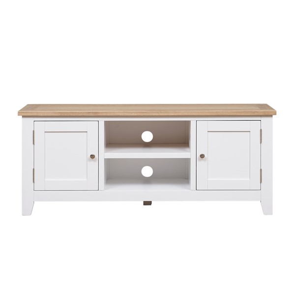 Chester Pure White Widescreen TV Unit - up to 65" - The Cotswold Company