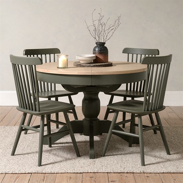 Chester Forest Green 4-6 Seater Round Extending Dining Table - The ...