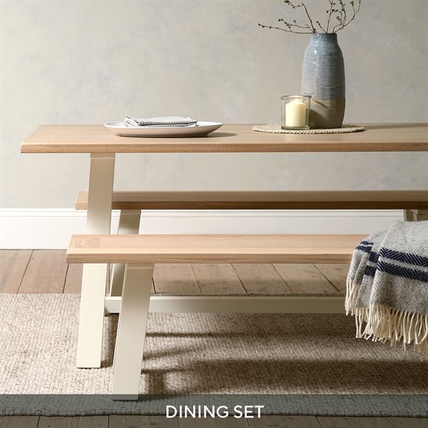 Chester Classic Cream Trestle Table and 2 Benches - The Cotswold Company