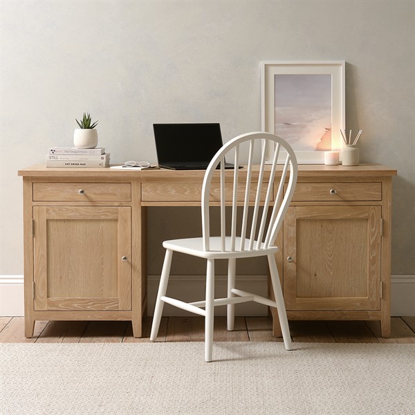 Inglesham Whitewash Oak Double Pedestal Desk - The Cotswold Company ...