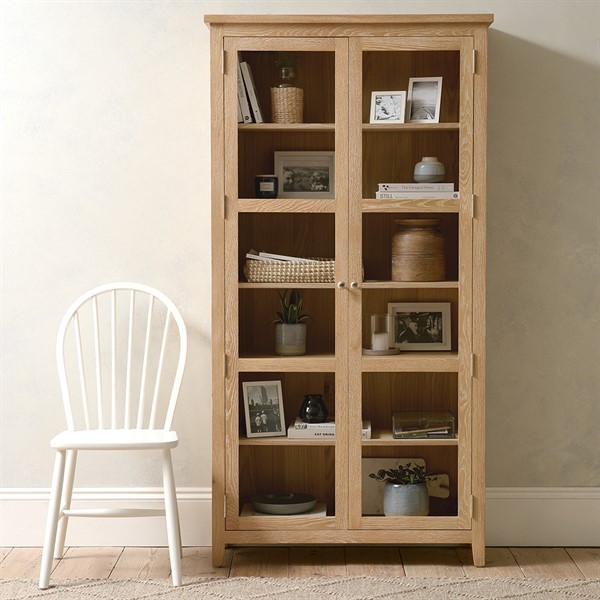 Inglesham Whitewash Oak Glass Display Cabinet - The Cotswold Company