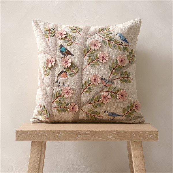 Garden Birds Cushion - Multi - The Cotswold Company | The Cotswold Company