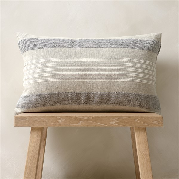 Cotton Linen Woven Stripe Cushion Navy/Natural 30x50cm - The Cotswold ...