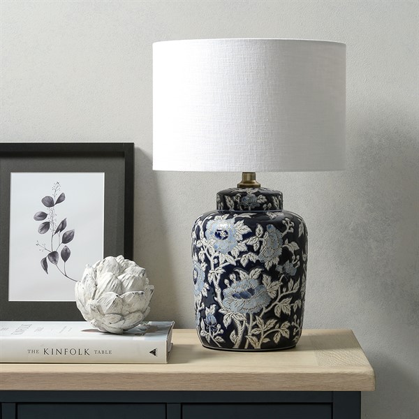 Fleur Blue Floral Ceramic Table Lamp - The Cotswold Company