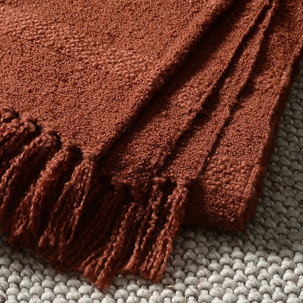 Textured Hand Woven Throw Terracotta - The Cotswold Company
